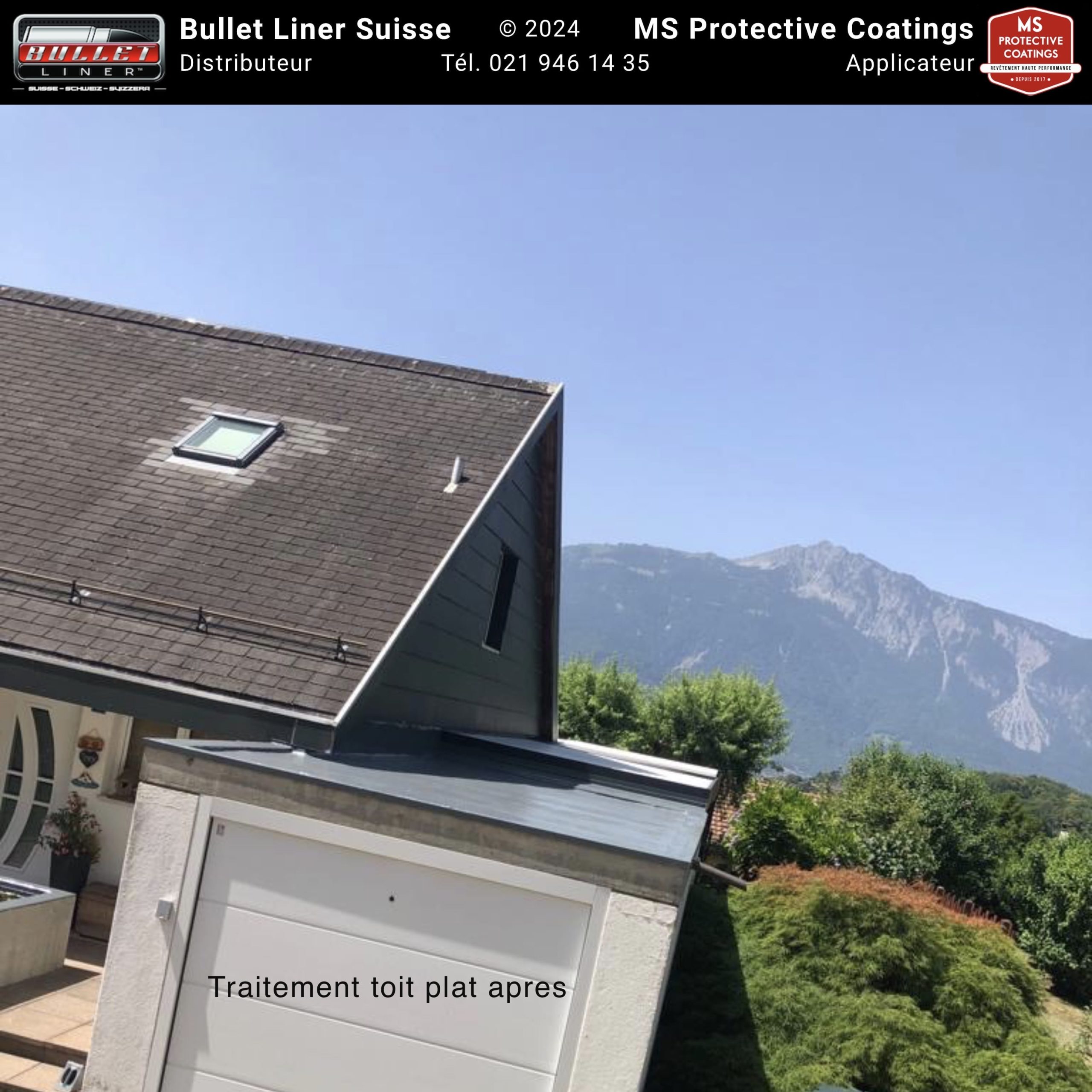 Traitement Bullet Liner d'un toit de garage - Bullet Liner Suisse