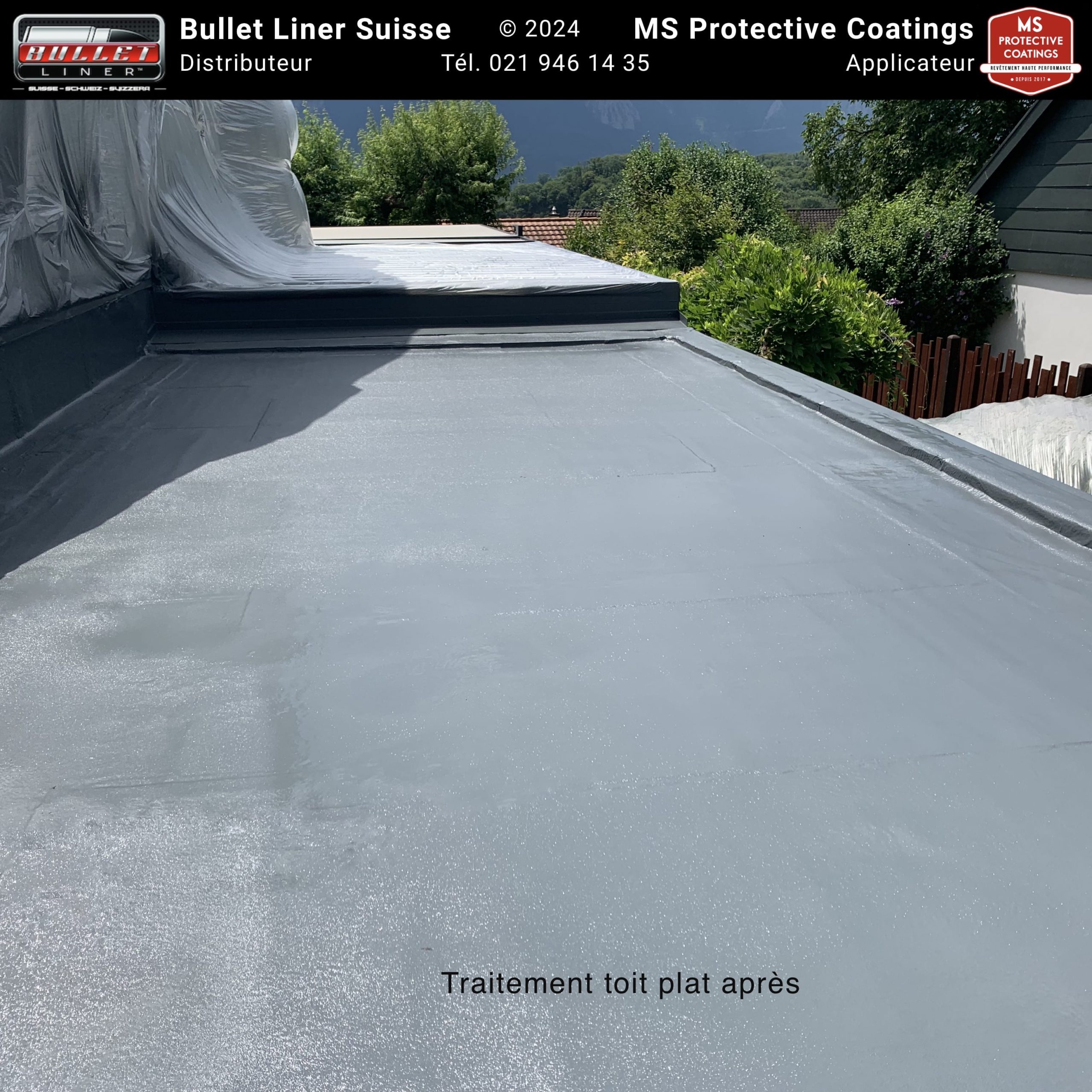 Traitement Bullet Liner d'un toit de garage - Bullet Liner Suisse