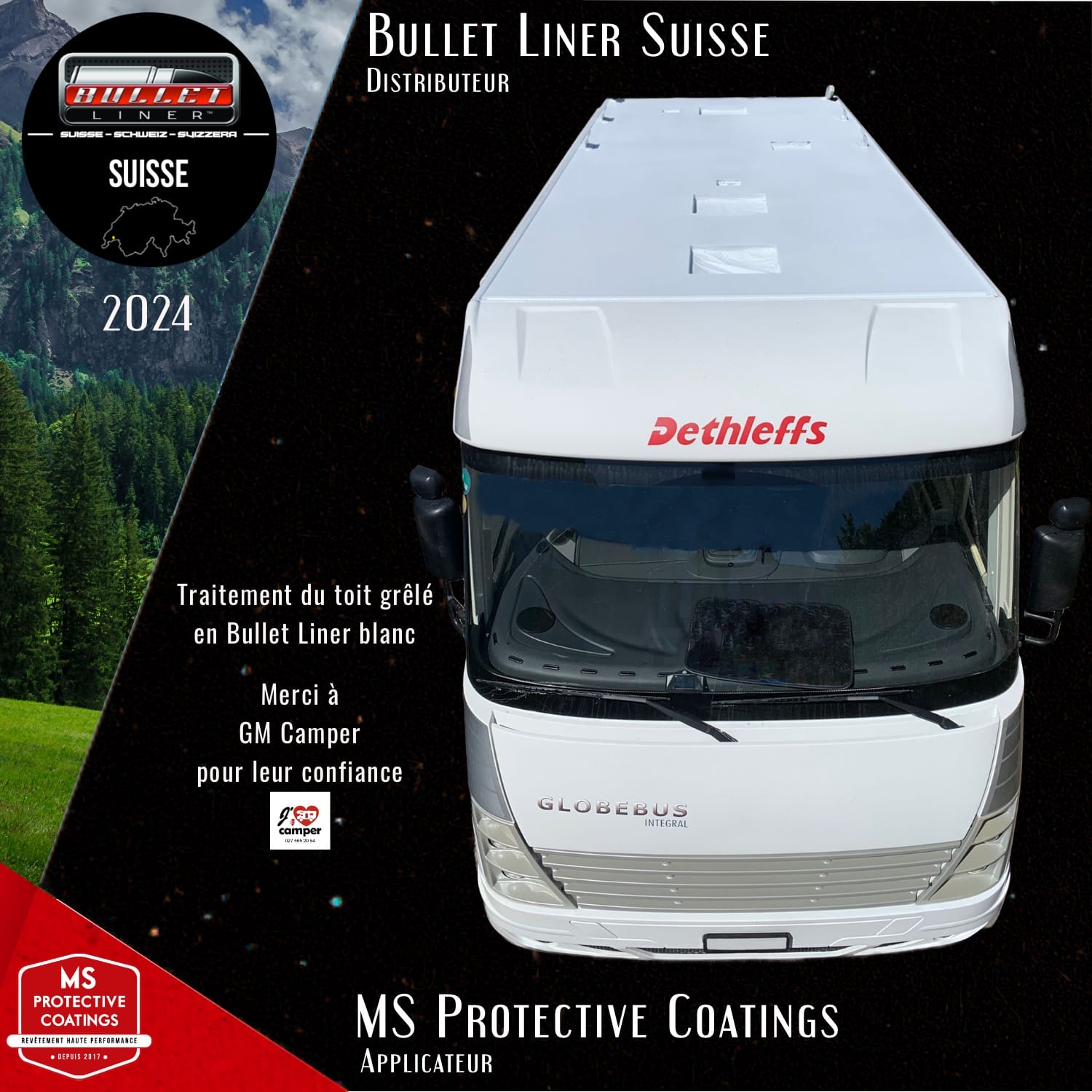 Traitement toit grêlé réparé camping-car Dethleffs en Bullet Liner ...